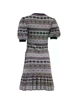 Alexander McQueen Knitted Puffed-sleeve Midi Dress