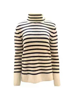 Tory Burch Striped Button Turtleneck Sweater