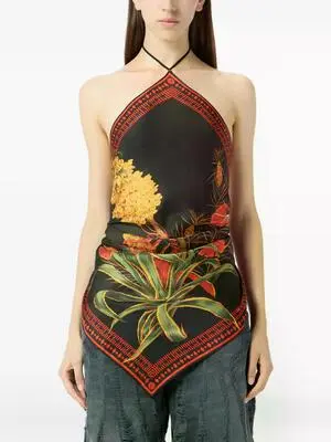 Blumarine Floral Twill Top - Black