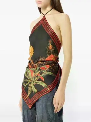 Blumarine Floral Twill Top - Black