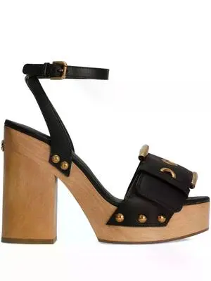 Dolce & Gabbana Buckle Studded Platform Sandals - Black