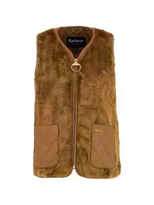 Barbour Faux Fur Quilted Gilet - Brown