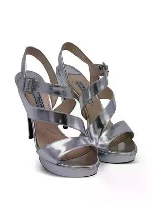 Prada Asymmetric Strap Platform Sandal Heels