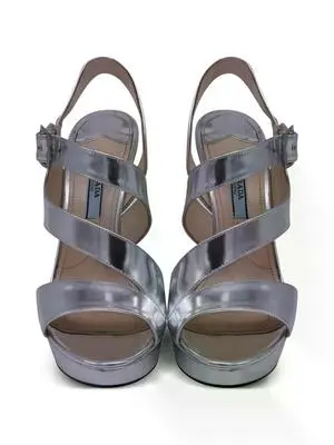 Prada Asymmetric Strap Platform Sandal Heels