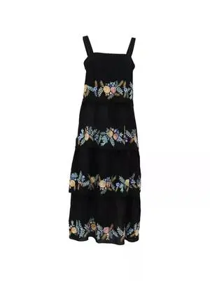 Vilshenko Floral-printed Tiered Midi Dress