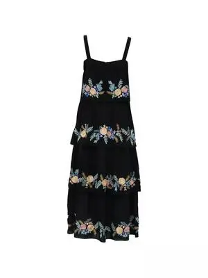 Vilshenko Floral-printed Tiered Midi Dress