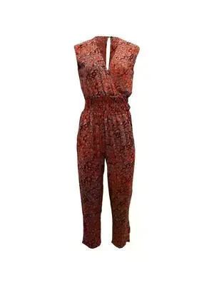 Maje V-neck Leopard-pattern Jumpsuit - Red