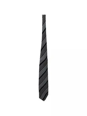 Giorgio Armani Striped Silk Neck Tie - Grey