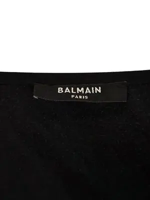 Balmain Asymmetric Rhinestone-embellished Top
