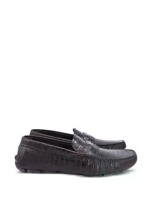 Prada Crocodile-embossed Leather Loafers