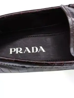 Prada Crocodile-embossed Leather Loafers