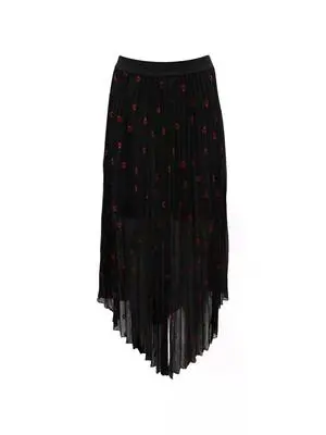Maje Pleated Heart-print Midi Skirt