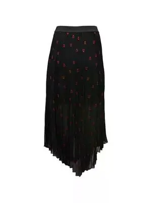 Maje Pleated Heart-print Midi Skirt