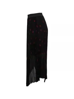 Maje Pleated Heart-print Midi Skirt