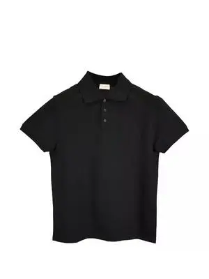 Saint Laurent Cassandre Logo-embroidered Polo Shirt - Black
