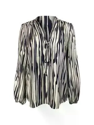 Theory Zebra-print Long-sleeve Blouse