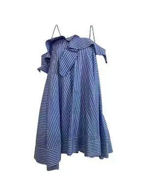 MSGM Striped Asymmetrical Mini Dress