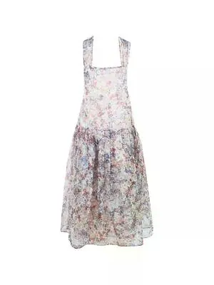 Khaite Amello Floral Open-back Dress - Neutrals