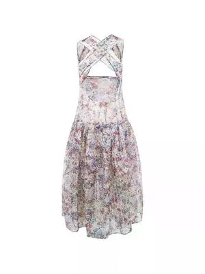Khaite Amello Floral Open-back Dress - Neutrals