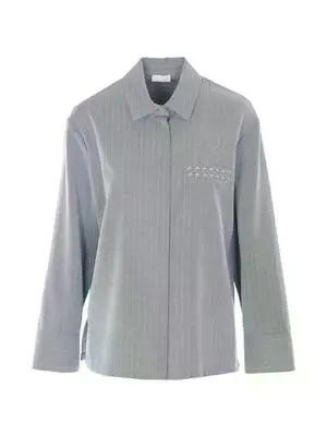 Liu Jo Striped Stud-embellished Shirt - Grey