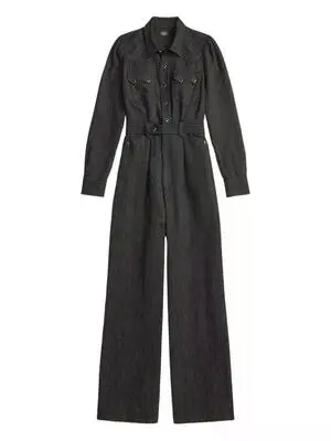 Ralph Lauren Belted Pinstripe Jumpsuit - Black