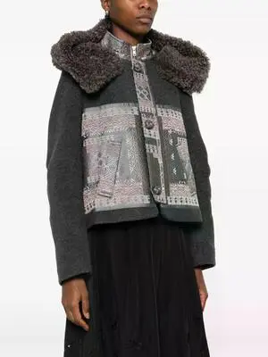HUI MILANO Fur-collar Patterned Jacket