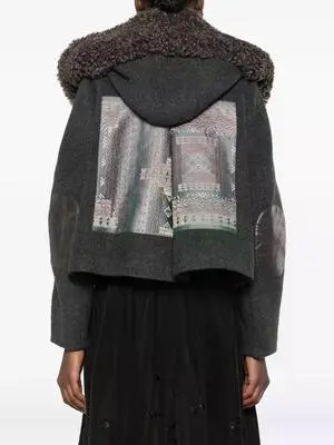 HUI MILANO Fur-collar Patterned Jacket