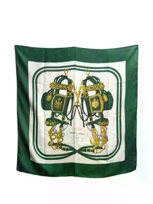 Hermès 1967 Brides De Gala Equestrian Silk Scarf - Green