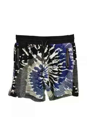 Amiri Tie-dyed Leather-trimmed Drawstring Shorts