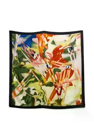 LOUIS VUITTON 1987 Le Jardin Aux Orchidées Floral Silk Scarf - Neutrals