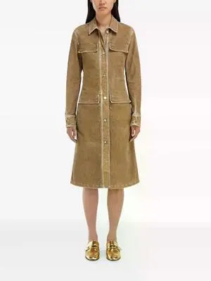 FERRAGAMO Flocked Mini Shirt Dress