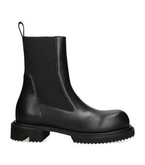 Rick Owens Leather Beatle Gabe Ankle Boots
