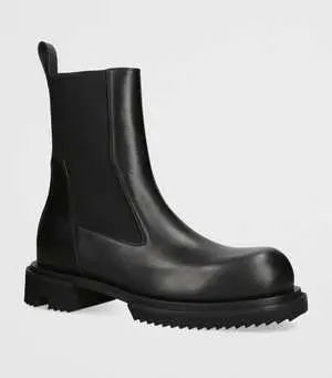 Rick Owens Leather Beatle Gabe Ankle Boots