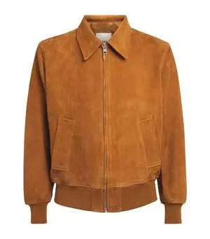 Sandro Suede Bomber Jacket - Red