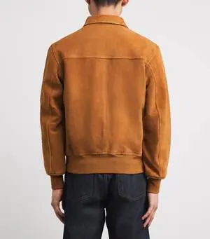 Sandro Suede Bomber Jacket - Red
