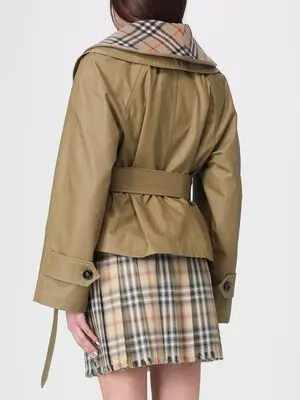 Burberry Belted Jacket With Iconic Check Lining - Beige