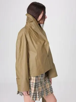 Burberry Belted Jacket With Iconic Check Lining - Beige