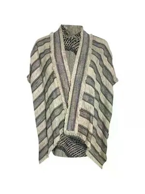 Maje Striped Fringed Poncho