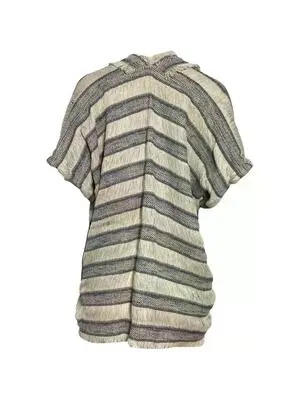 Maje Striped Fringed Poncho