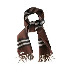 Burberry Reversible Ekd Check Cashmere Scarf 'treacle - Brown