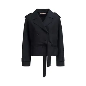 Marni Cropped Double-breasted Leather Trench