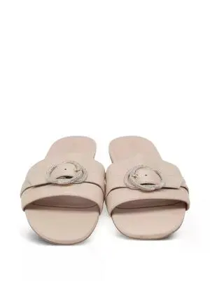 STUART WEITZMAN Crystal-embellished Round-toe Slides