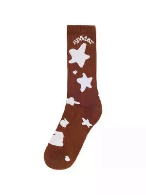 SP5DER Star Motif Socks - Brown