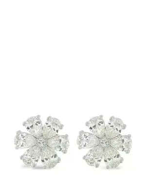LB EXCLUSIVE Floral Diamond Stud Earrings - Silver