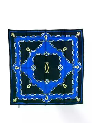 CARTIER 20th Century Must De Chain Silk Scarf Scarves - Blue