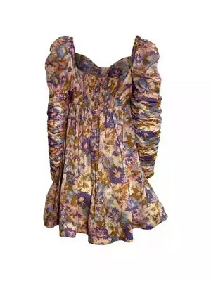 Zimmermann Ruched Floral-print Mini Dress