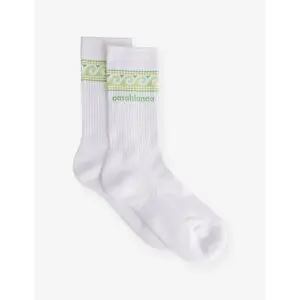 Casablanca Wave Print Stretch-cotton Sport Socks - White