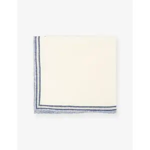 Eleventy Rolled-edge Trim Wool-blend Pocket Square - Avorio E Denim