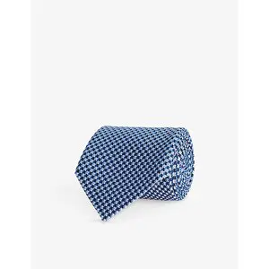 TOM FORD Woven Geometric Silk Tie Mid Blue