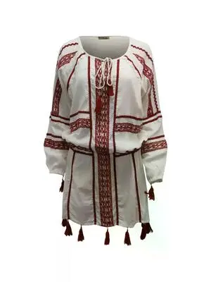 Dodo Bar Or Embroidered Tassel-detail Mini Dress - White